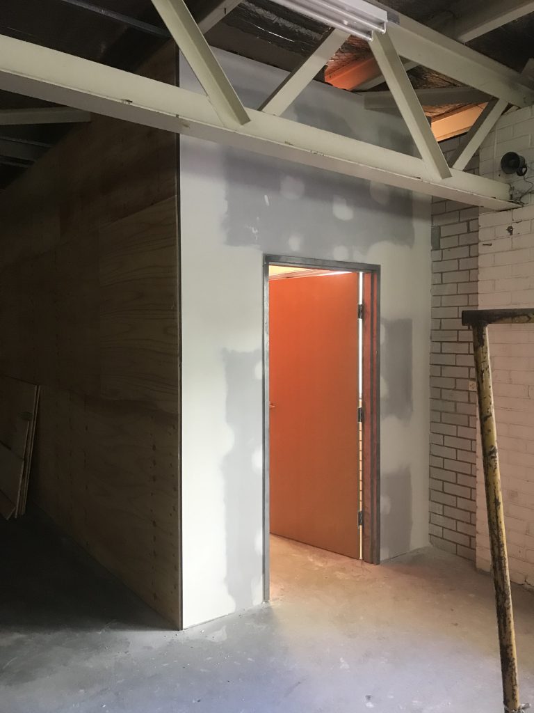 build 3 new partition walls with metal door frames and solid doors ...